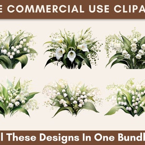 May Birth Flower PNG Bundle Watercolor Flower Designs, Lilies PNG Files ...