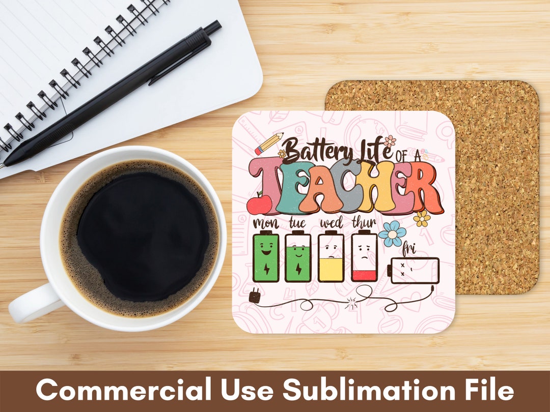 Teacher PNG Sublimation Square Coaster PNG School Sublimation Designs, Digital Download Square ...