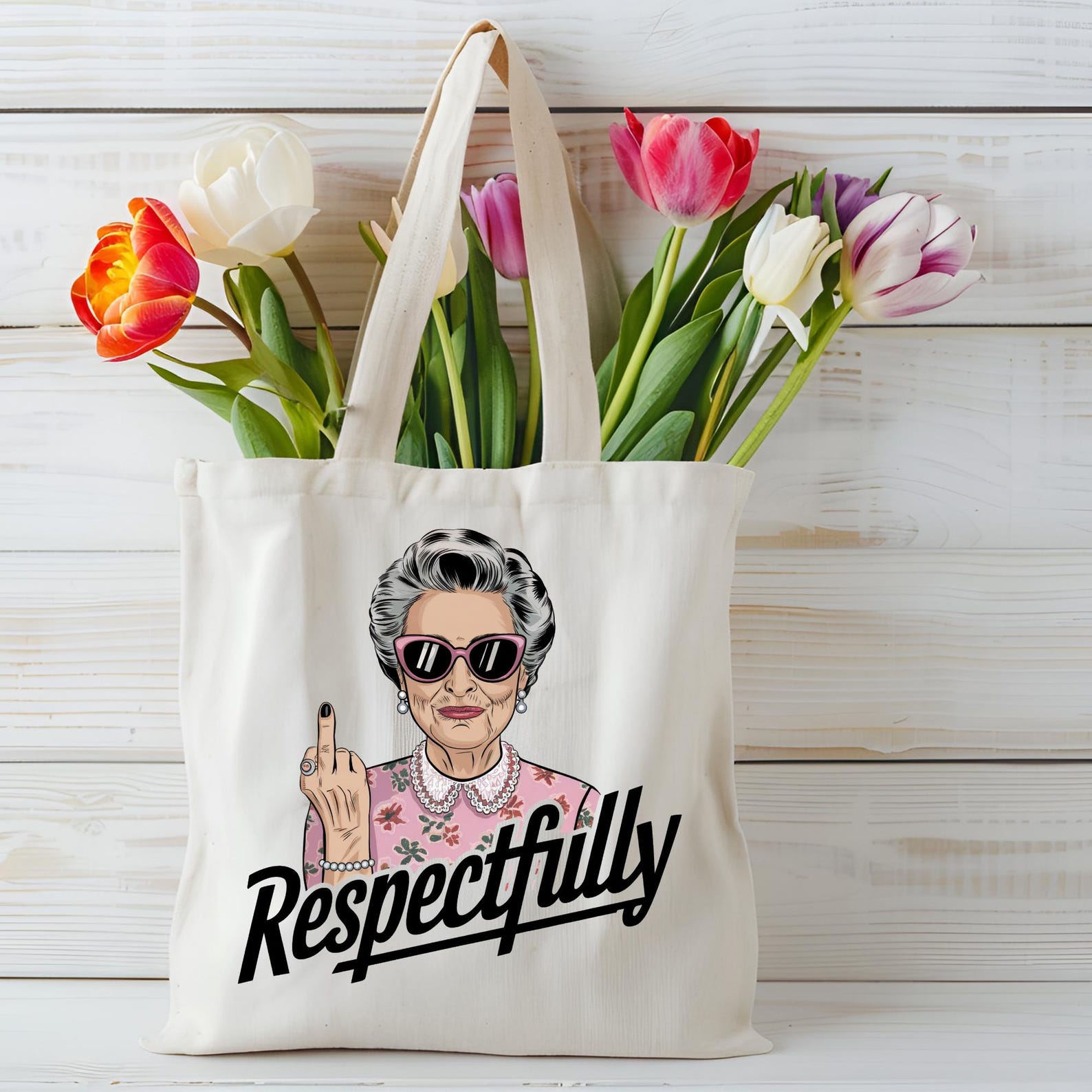 Respectfully PNG Middle Finger PNG Trendy Vintage Retro Housewife Funny ...