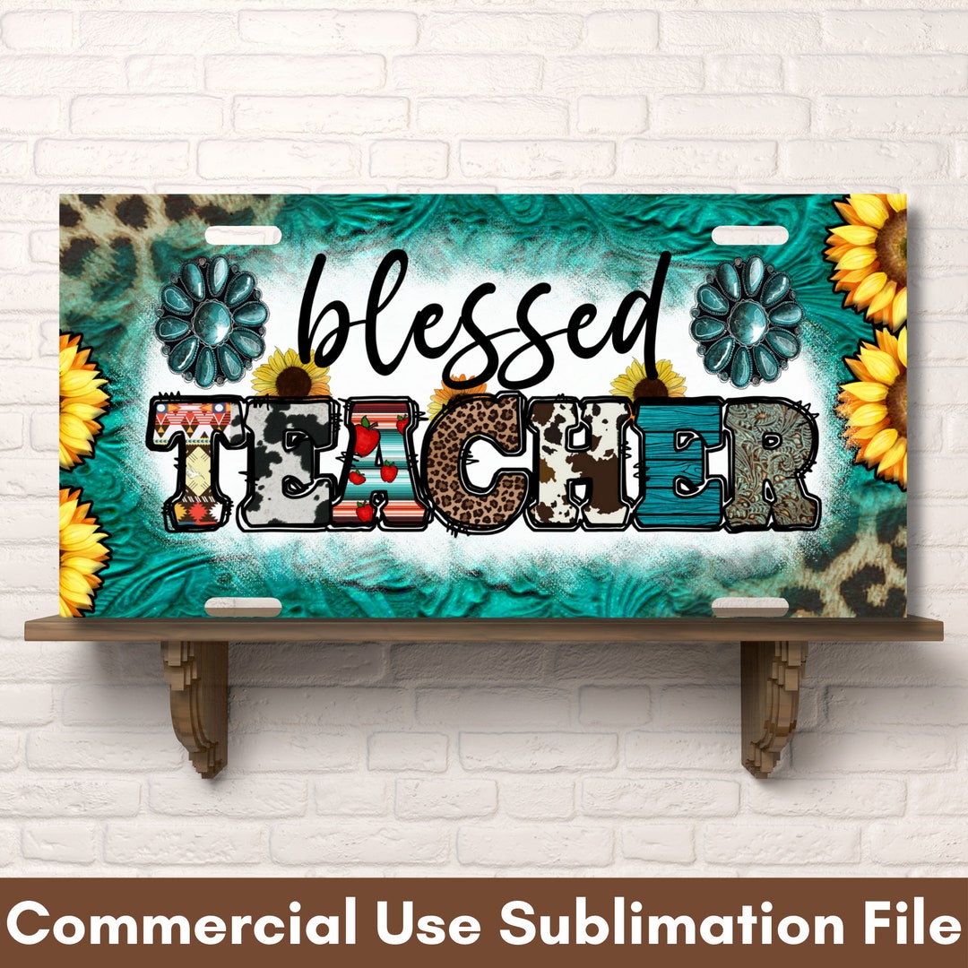 Western Teacher PNG License Plate Sublimation Design, Teacher Digital ...