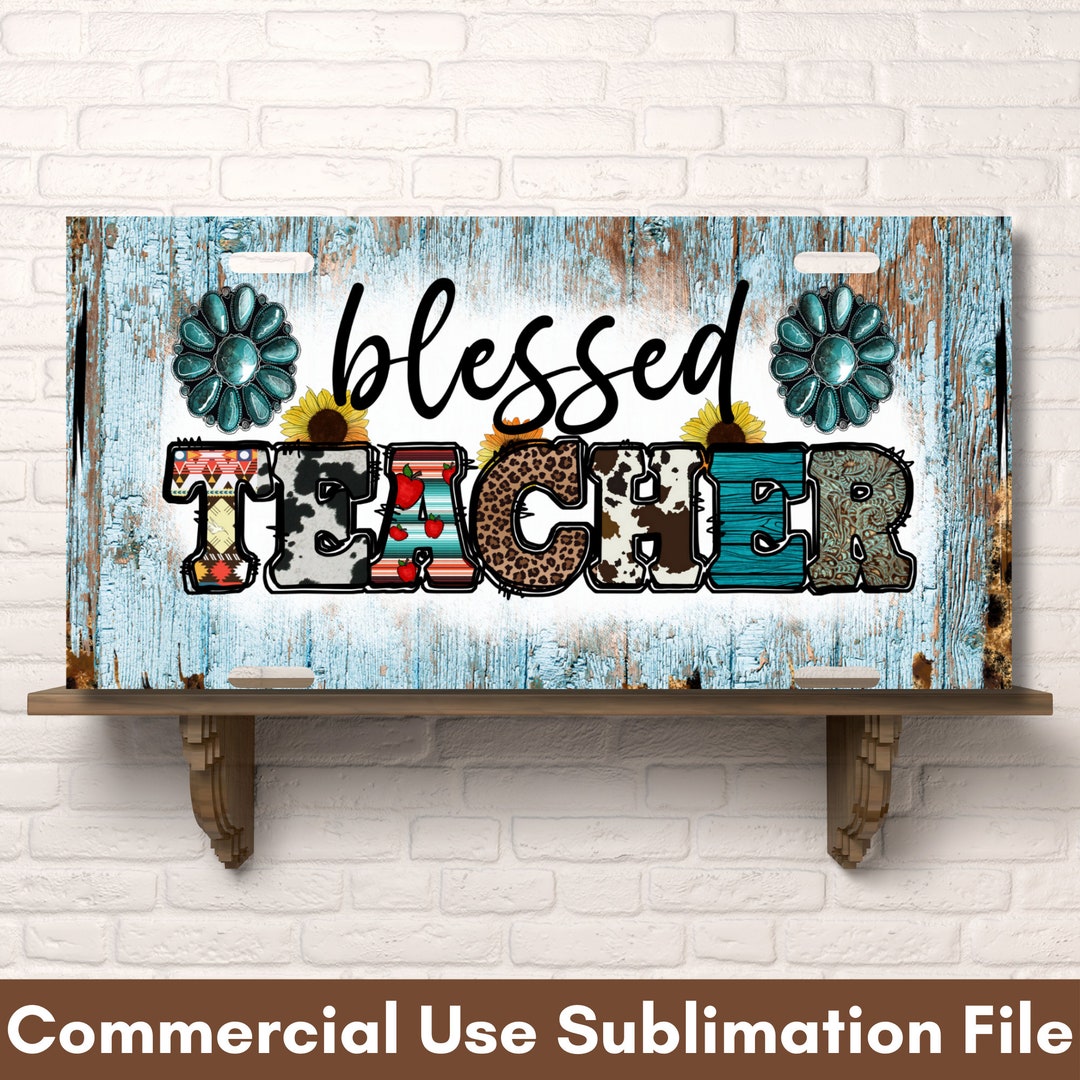 Western Teacher PNG License Plate Sublimation Design, Teacher Digital ...