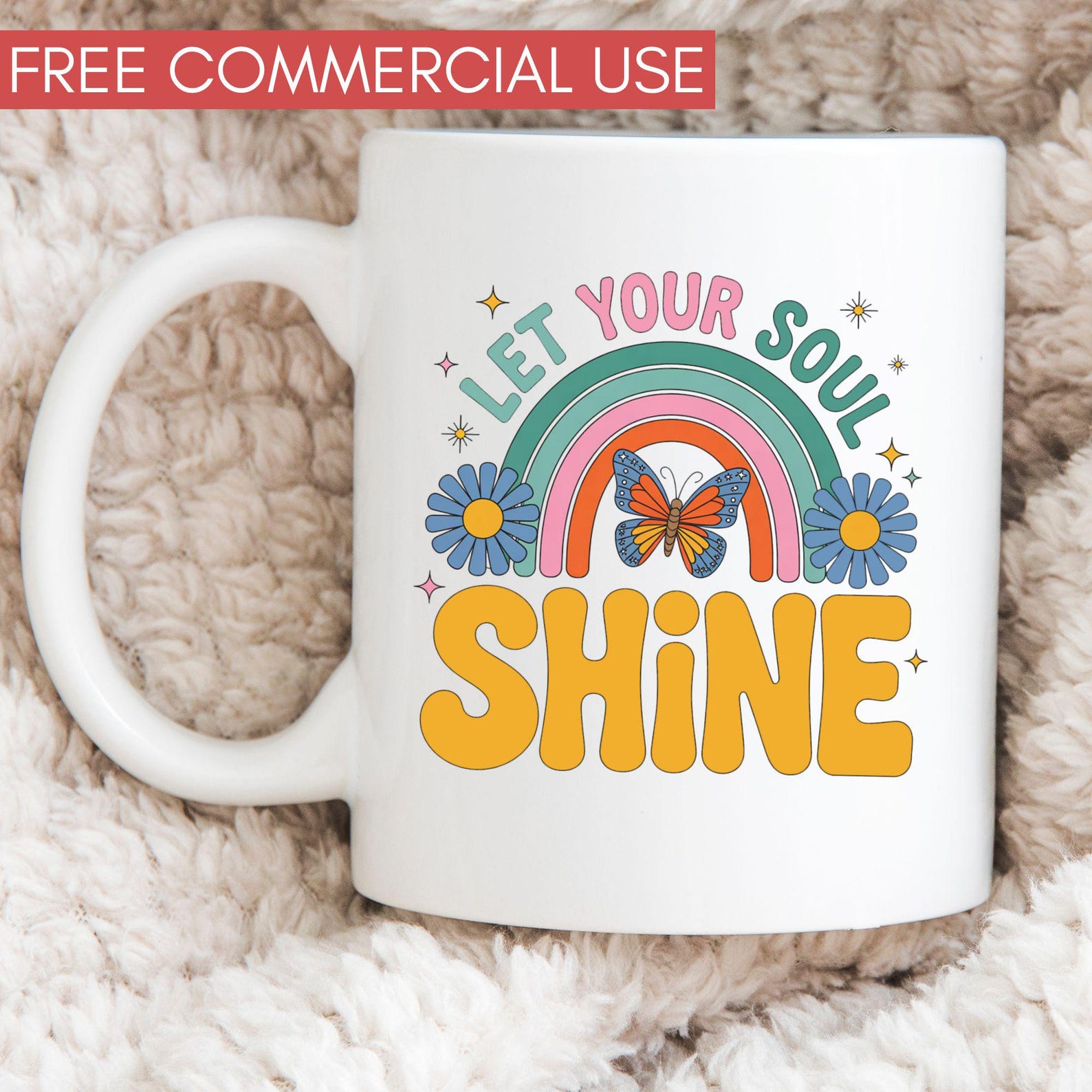 Colorful Let Your Soul Shine Rainbow PNG, Floral Butterfly Clipart ...