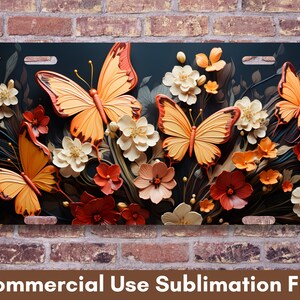 Butterflies Flowers PNG Sublimation License Plate Sublimation Designs ...