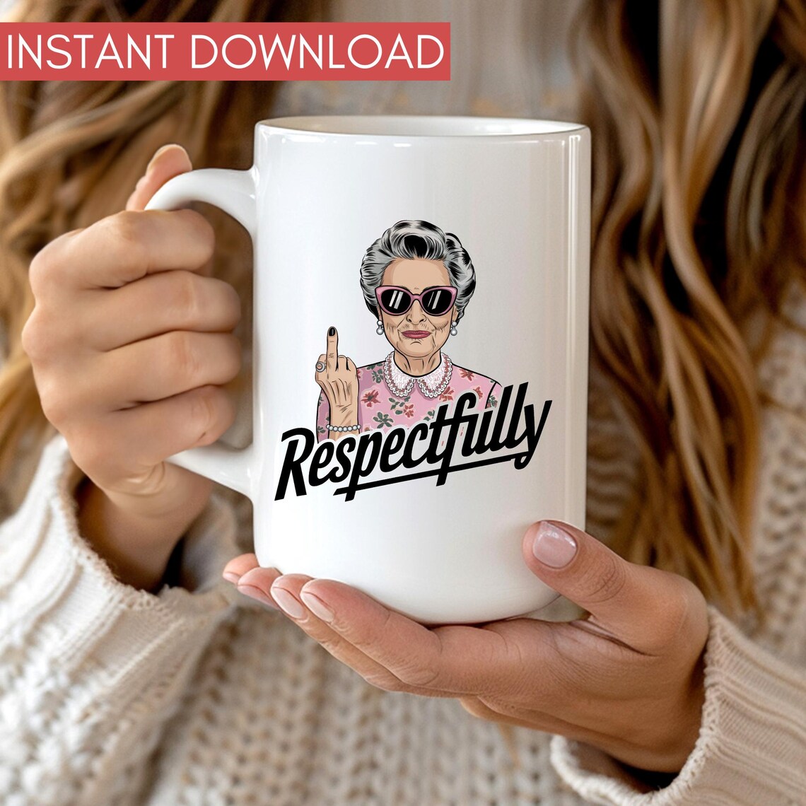 Respectfully PNG Middle Finger PNG Trendy Vintage Retro Housewife Funny ...