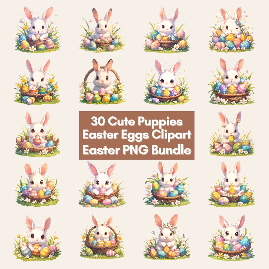 Cute Bunnies Easter PNG Bundle, Rabbit Easter PNG Designs, Easter PNG ...