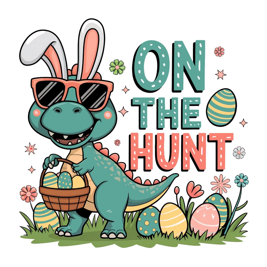 On the Hunt Png, Easter Saurus Rex Png, T-rex Dinosaur Png, Kids Easter ...