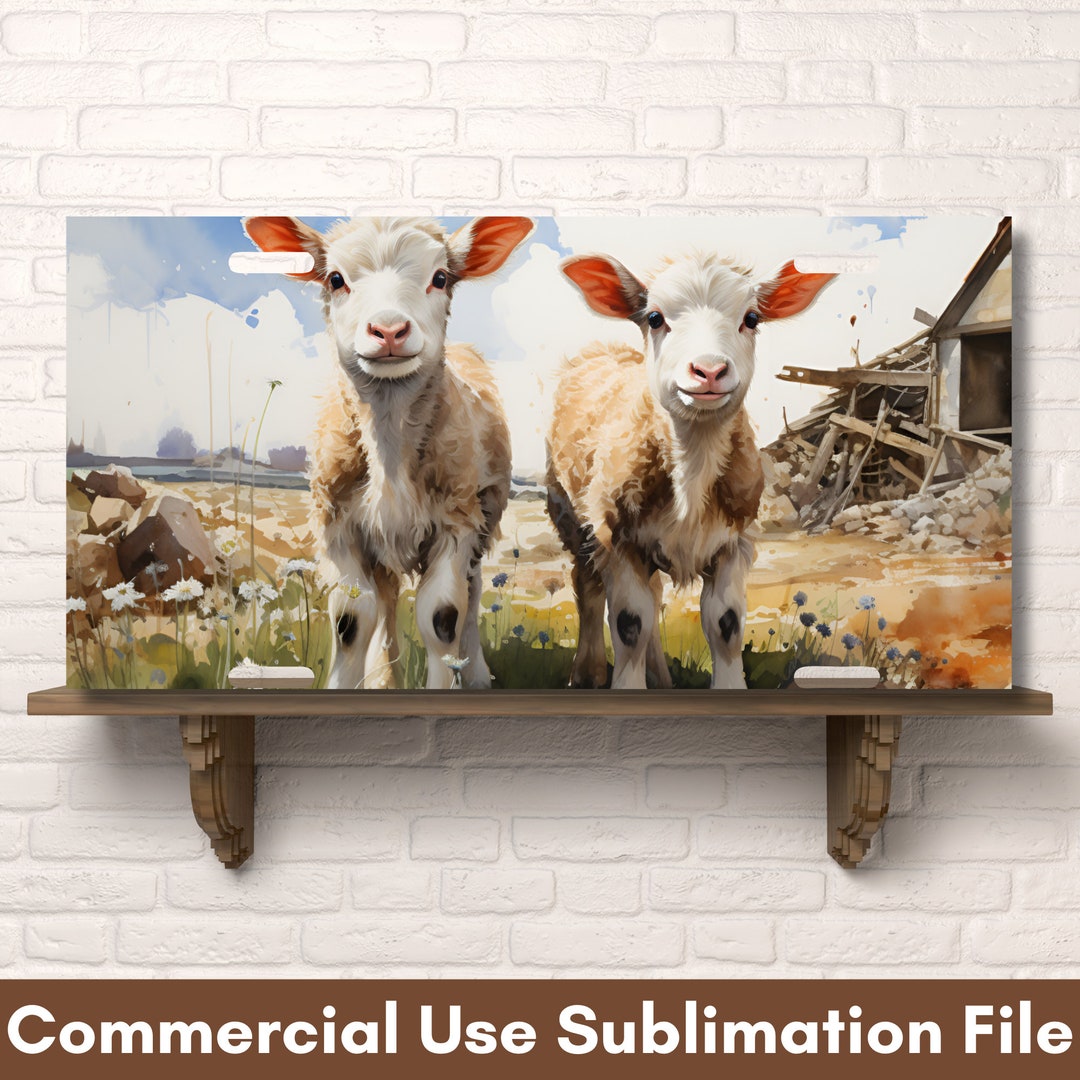 Farm Animals PNG License Plate Sublimation Design, Instant Digital ...