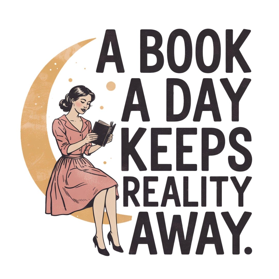 Retro Book Lover Design PNG, Reading Girl Graphic for Sublimation and ...