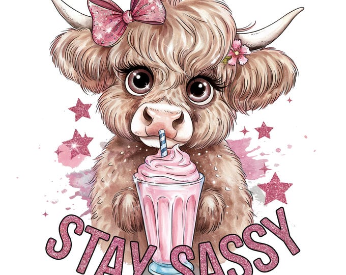 Stay Sassy Highland Cow PNG, Snarky Heifer Cow Clipart, Moody, Coffee ...