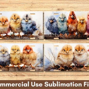 Watercolor Chicken Sublimation Bundle License Plate Sublimation Design ...