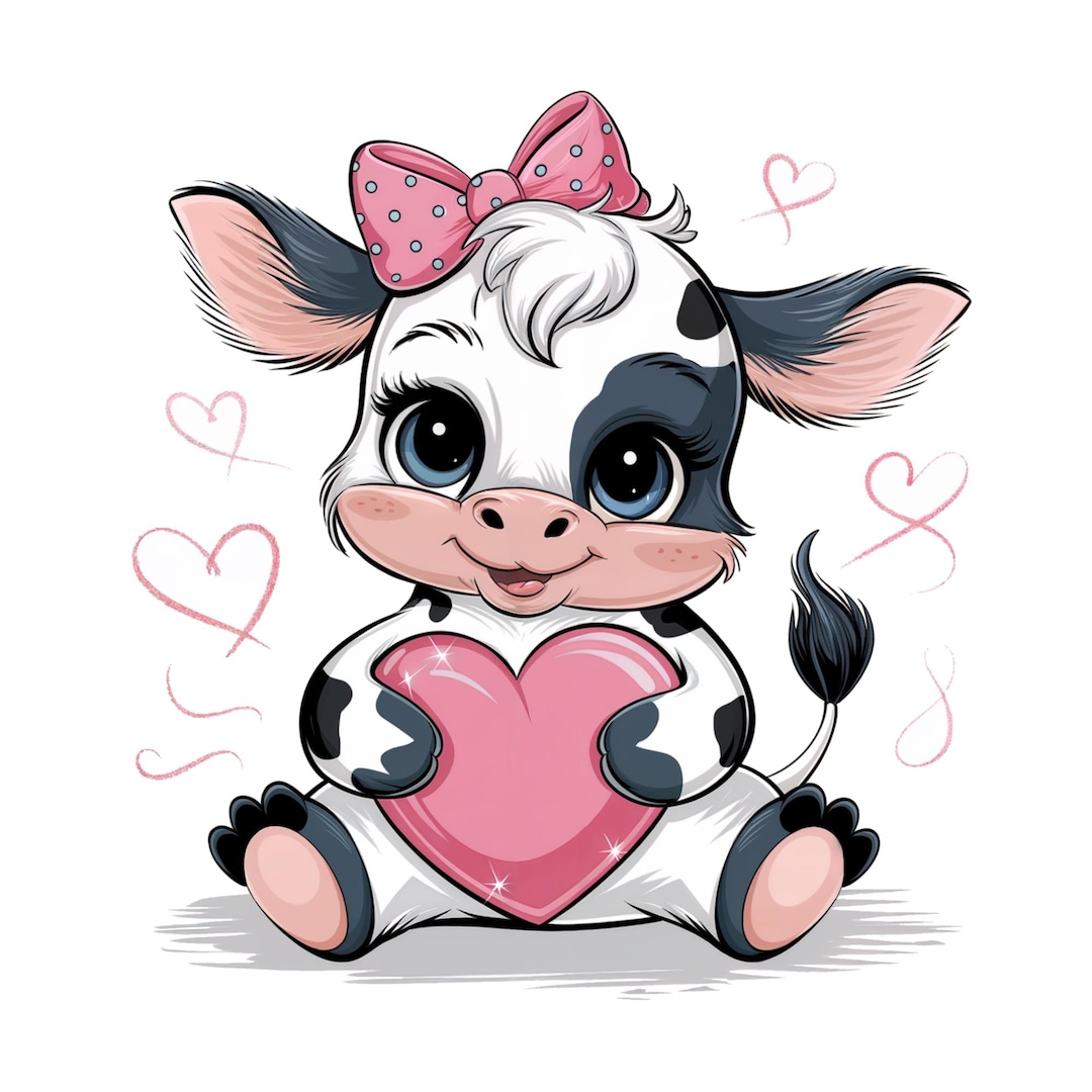 Cow Holding Heart PNG, Valentine's Day PNG, Sublimation Design Instant ...
