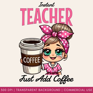 Funny Teacher Coffee PNG File, Retro Teacher PNG, Back to School PNG ...
