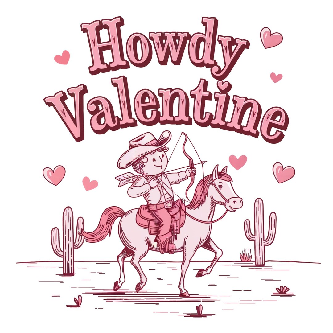 Howdy Valentine PNG, Retro Valentine PNG, Howdy PNG, Vintage Cowboy ...