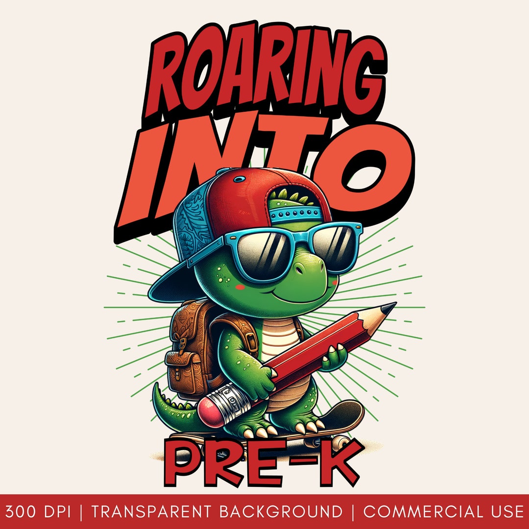 Roaring Into Pre K PNG, Back to School PNG for Boys, School Grade PNG ...
