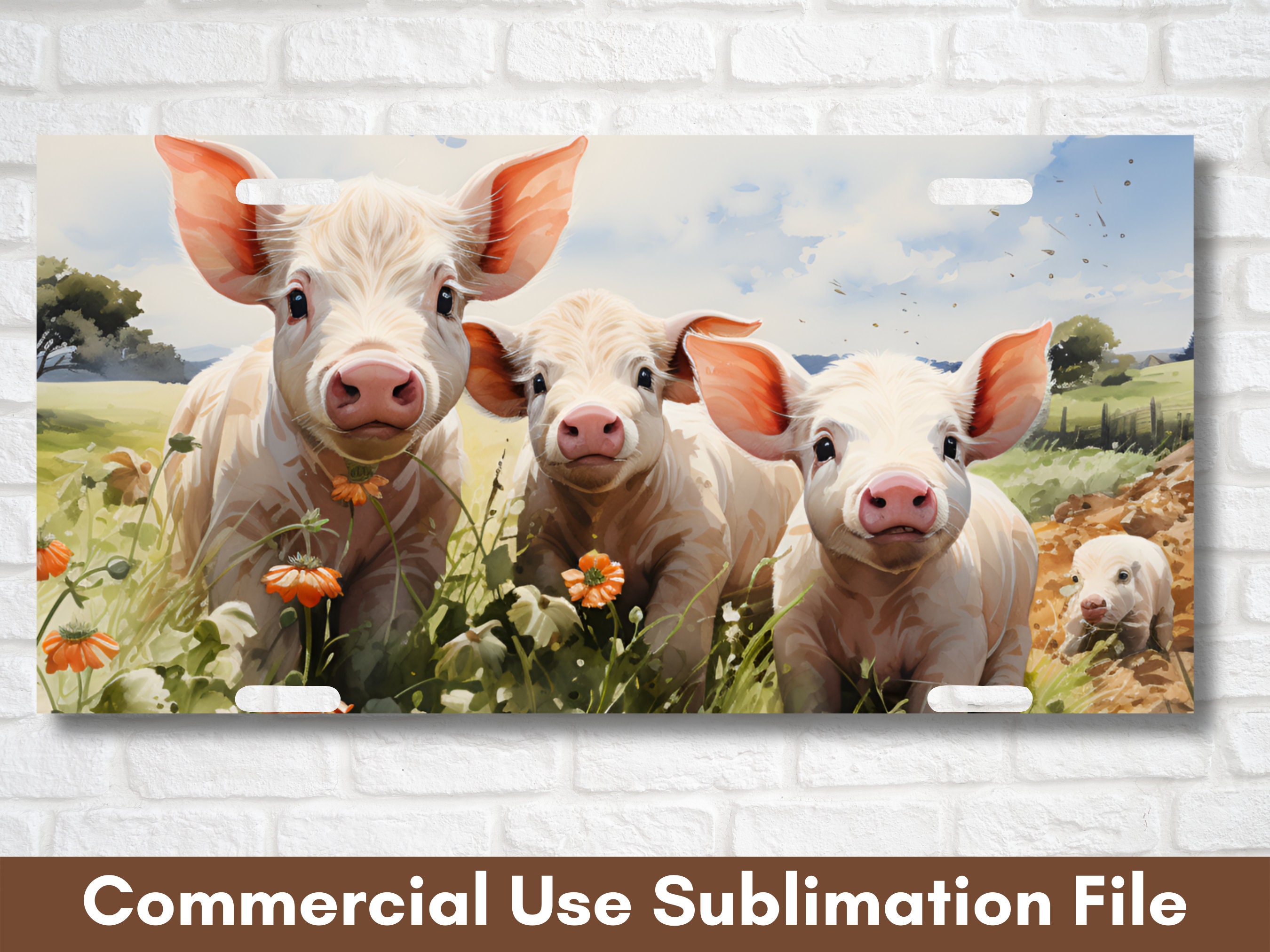 Farm Animals PNG License Plate Sublimation Design, Instant Digital ...