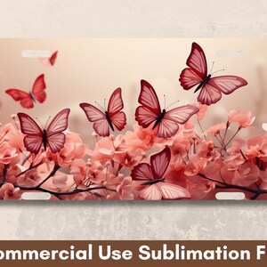 Butterflies Flowers PNG Sublimation License Plate Sublimation - Etsy