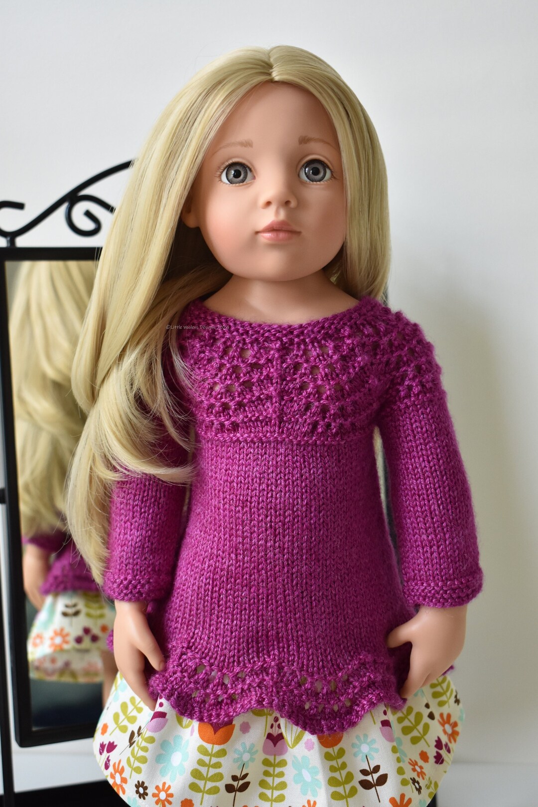 19.5 Inch SLIM Doll Clothes: Gulf Shore Knitted Top Magenta Hand Knit - Etsy