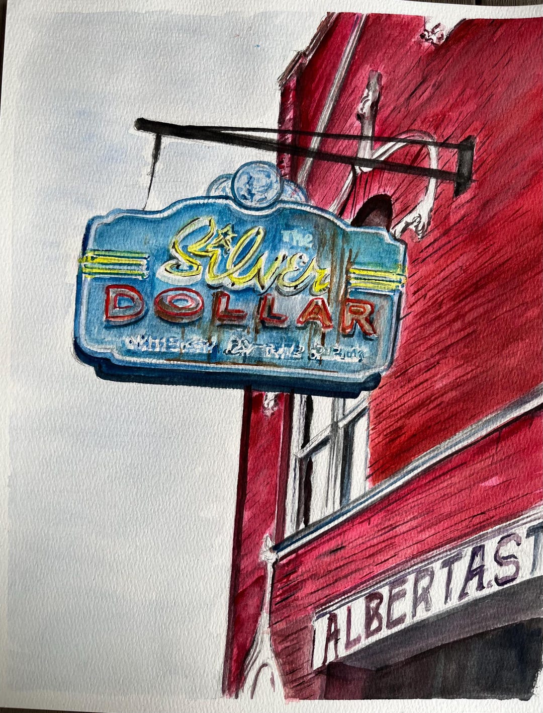 Silver Dollar Sign Watercolor Painting - Etsy