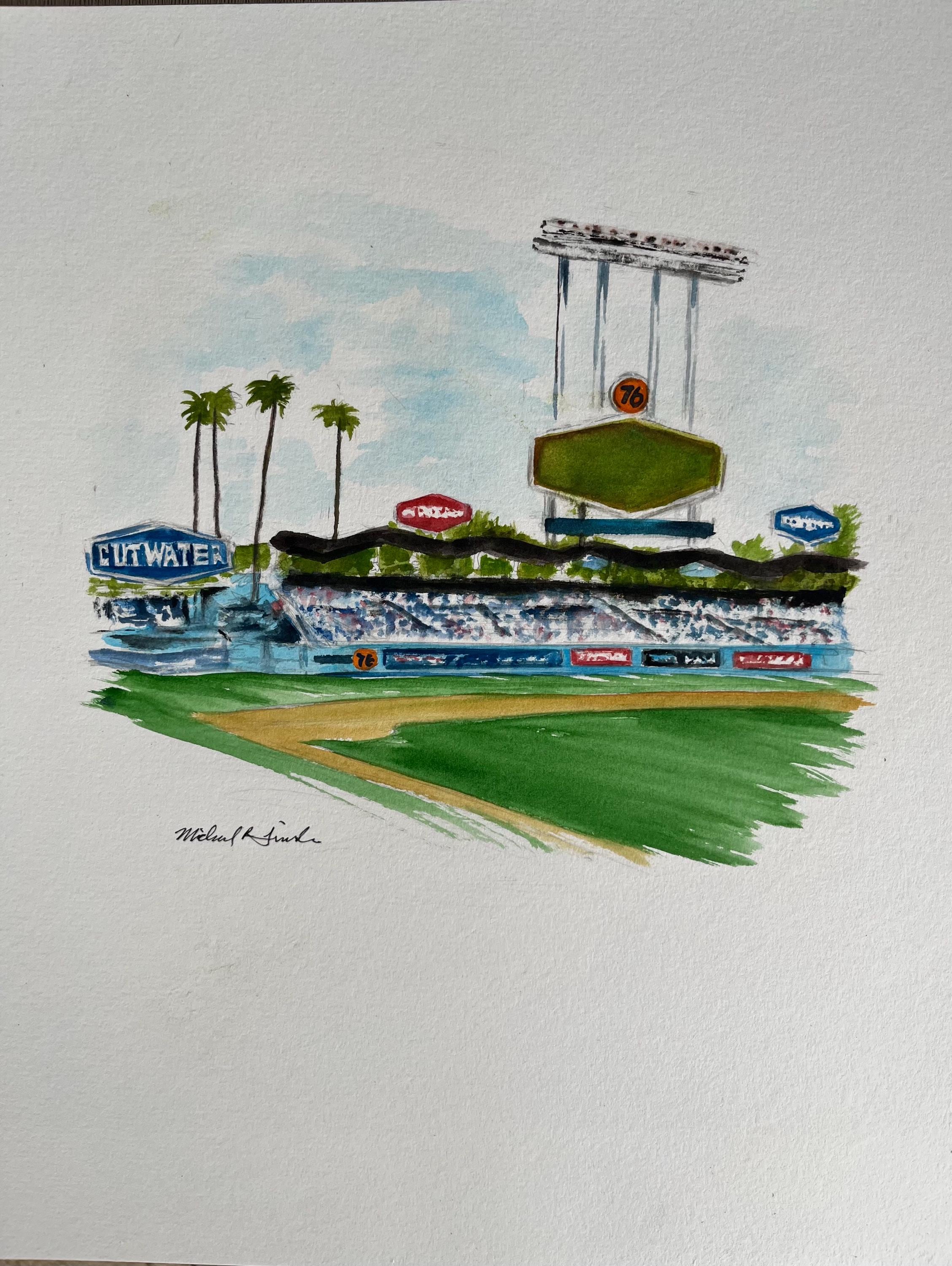 Dodger Stadium Original Watercolor - Etsy