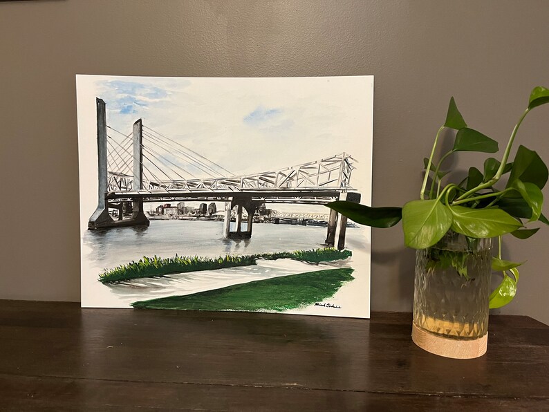 Ohio River Bridge Acrylic Painting - Etsy