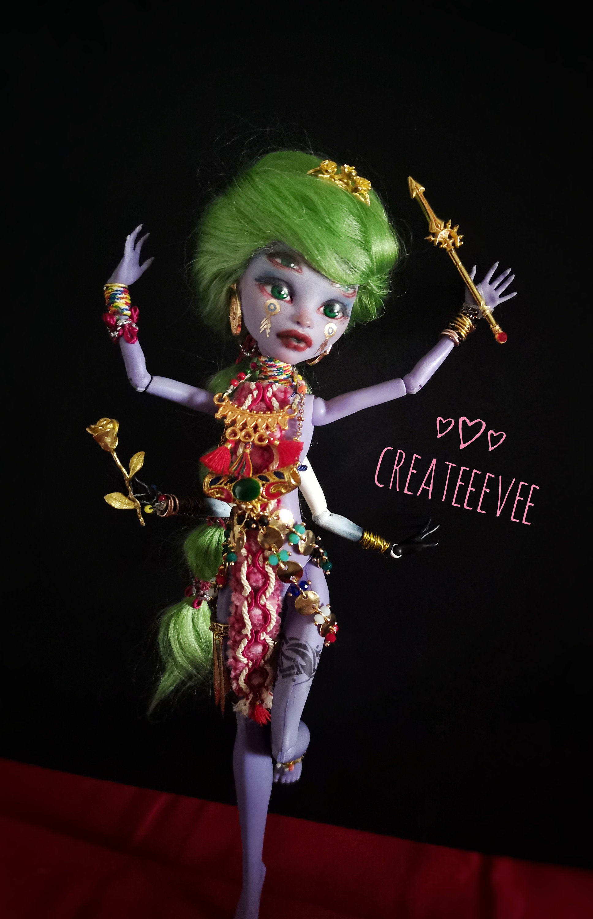 Ooak Monster High Custom Repaint Doll Jane Boolittle Goddess Hindu ...