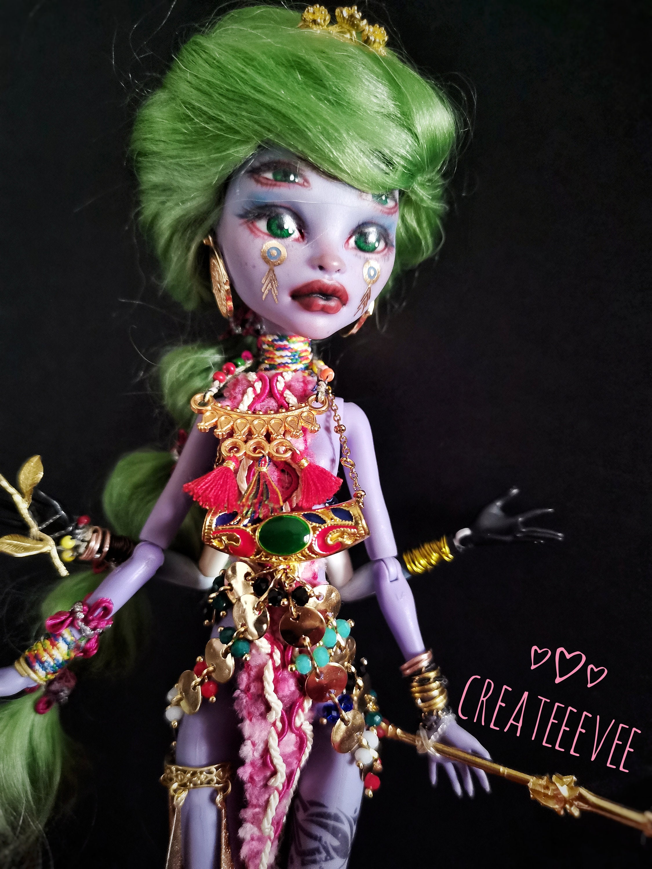 Ooak Monster High Custom Repaint Doll Jane Boolittle Goddess Hindu ...