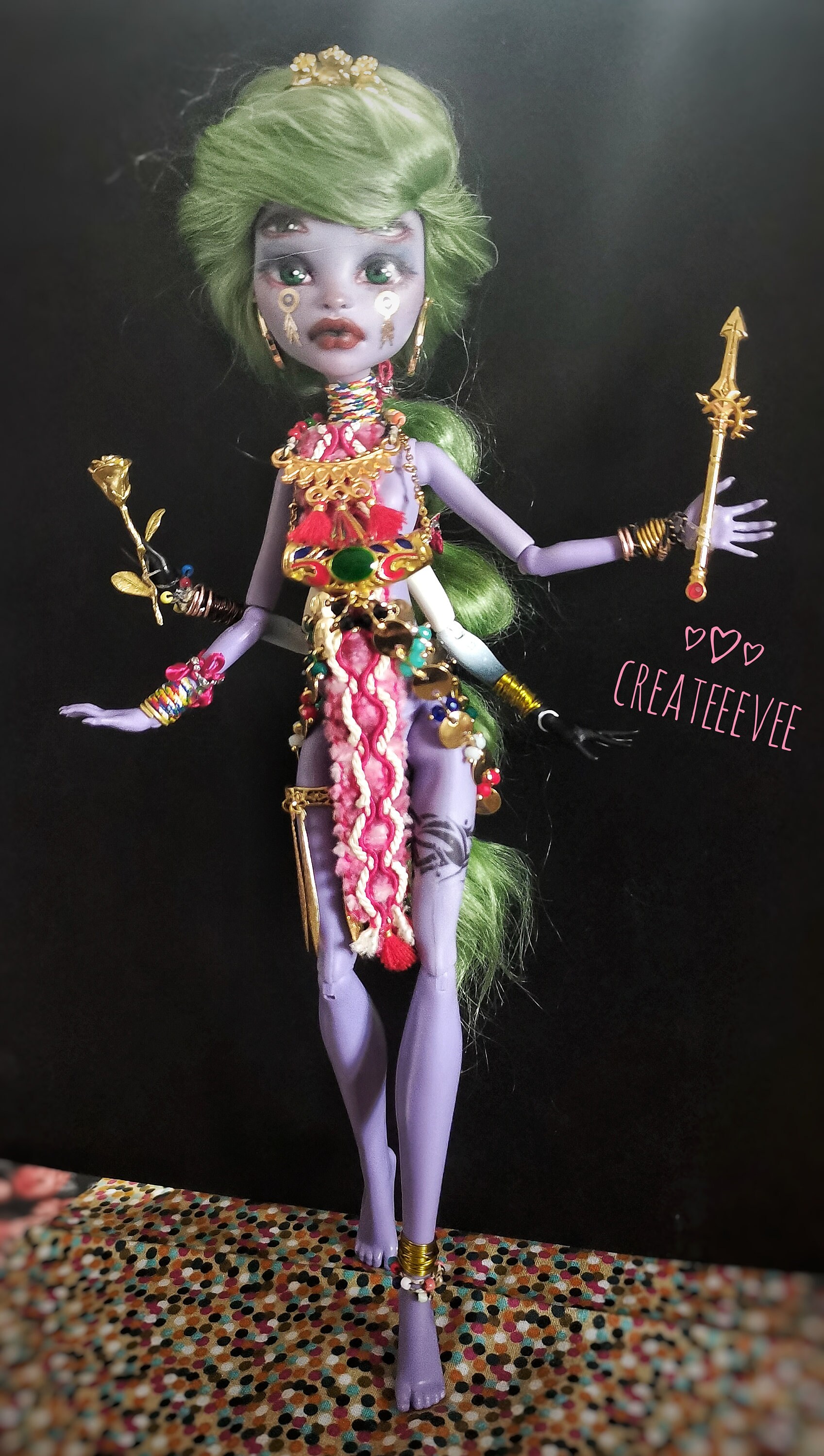 Ooak Monster High Custom Repaint Doll Jane Boolittle Goddess Hindu ...