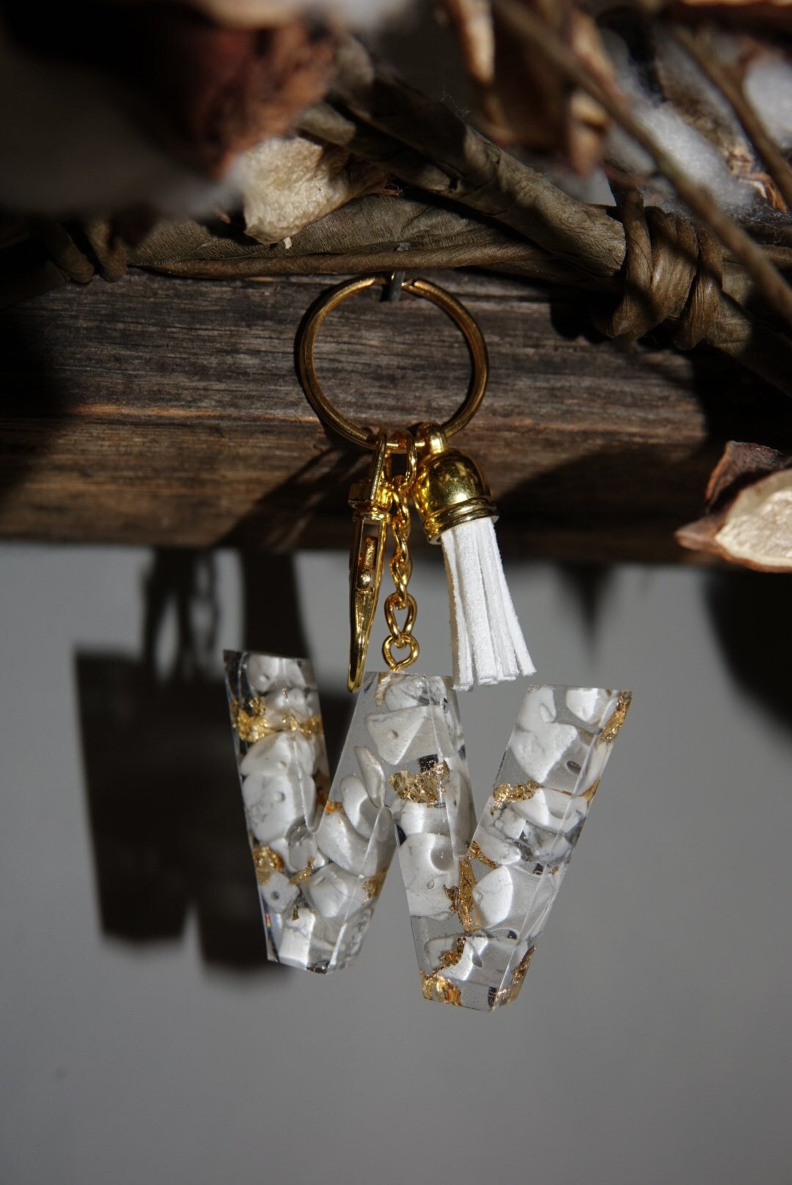 Resin Letter Keychain-stone - Etsy