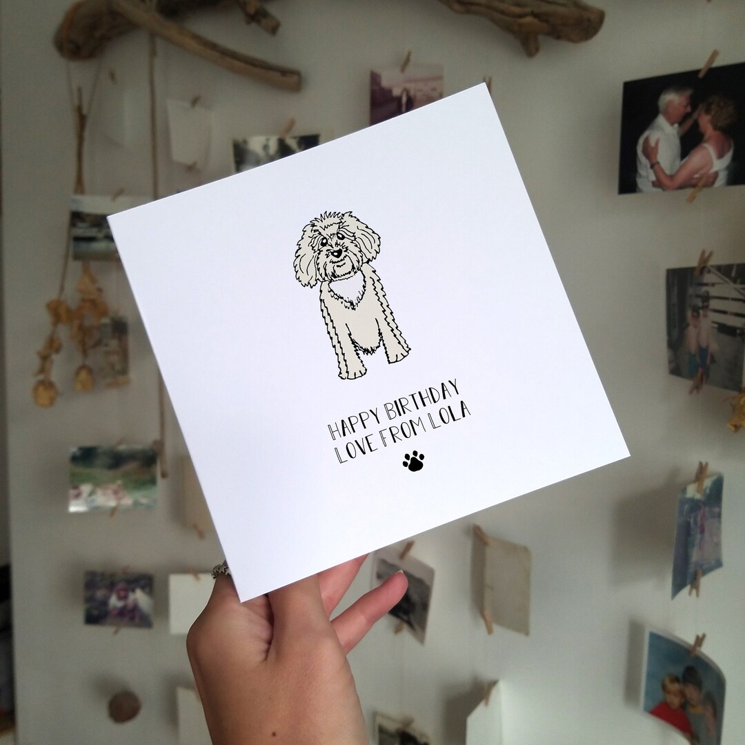 Cavapoo Dog Illustration Birthday Card Personalisation Available - Etsy