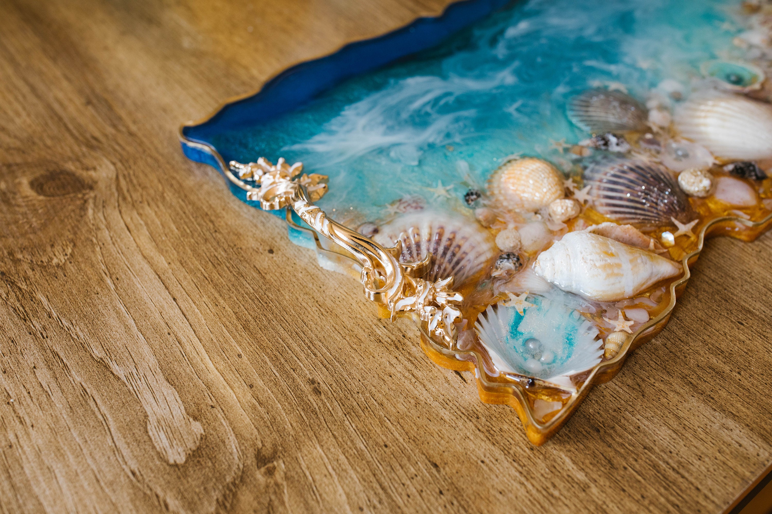 Large luxurious ocean shell embellished serving tray . | Etsy