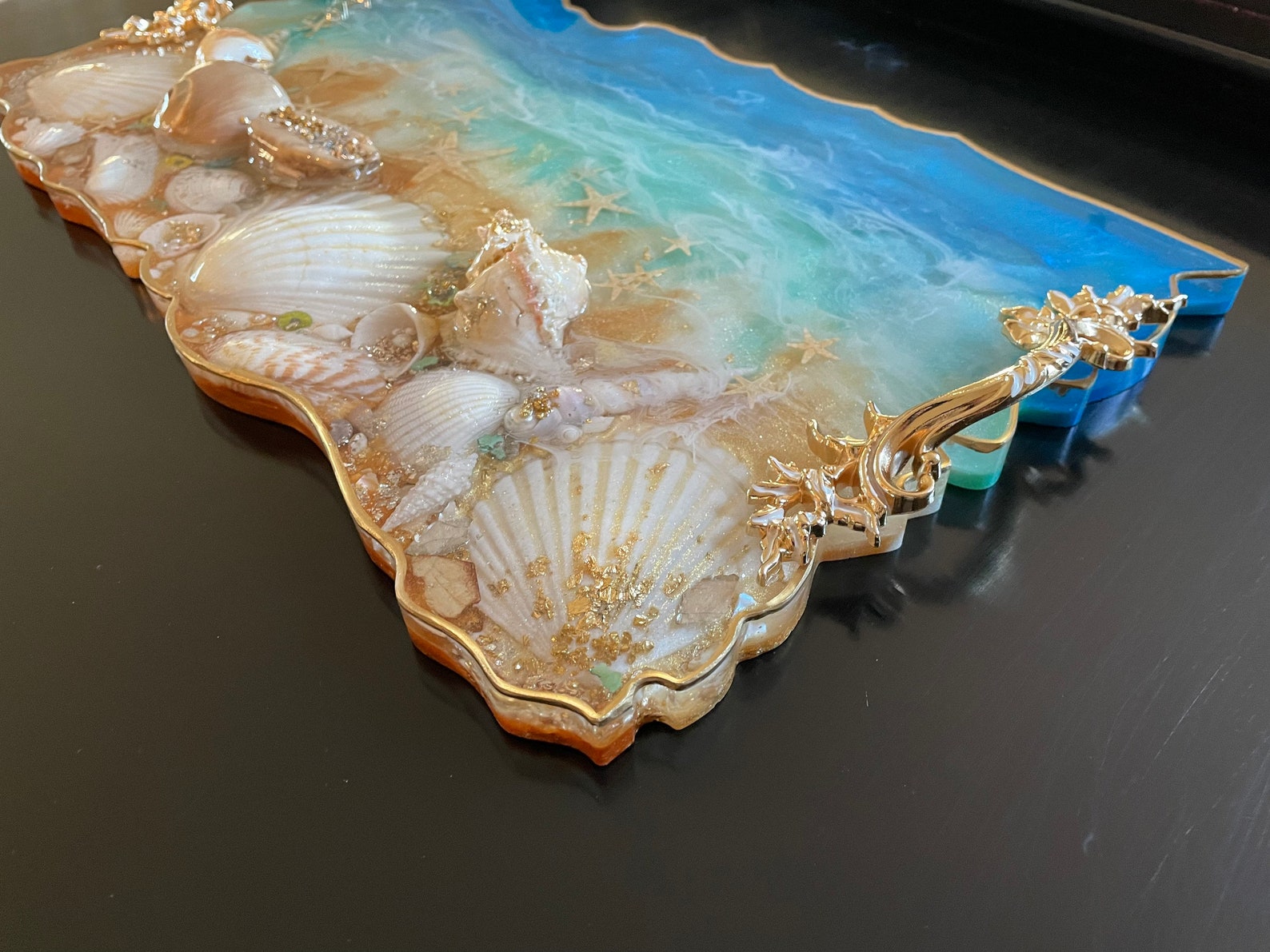 Large Luxurious Ocean Shell Embellished Serving Tray . - Etsy