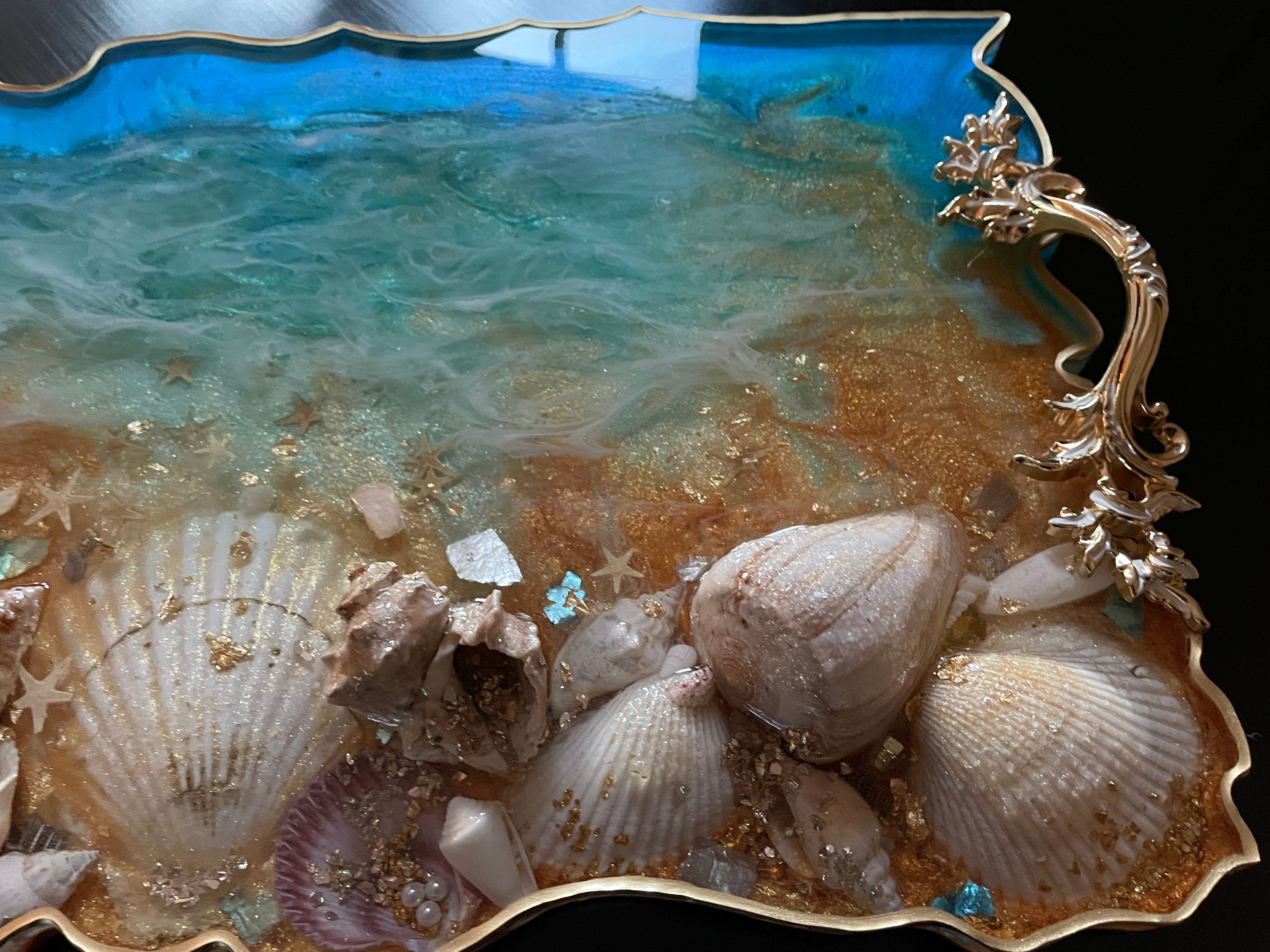 Large Luxurious Ocean Shell Embellished Serving Tray . - Etsy