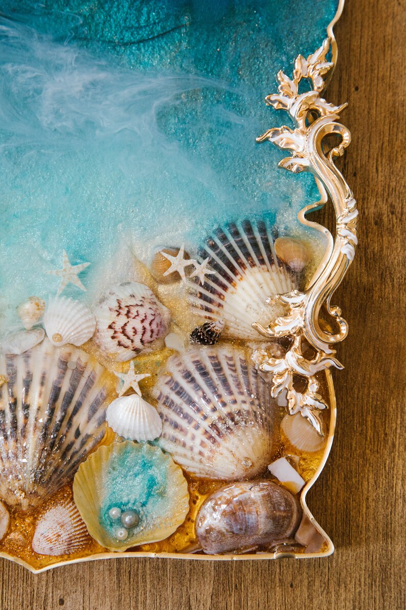 Large Luxurious Ocean Shell Embellished Serving Tray . - Etsy