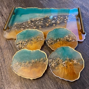 Tropical Resin Ocean Coaters (20 Dollars per Coaster )with Sea Star ...