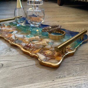 Resin Tray With Seashell Embelishments . - Etsy