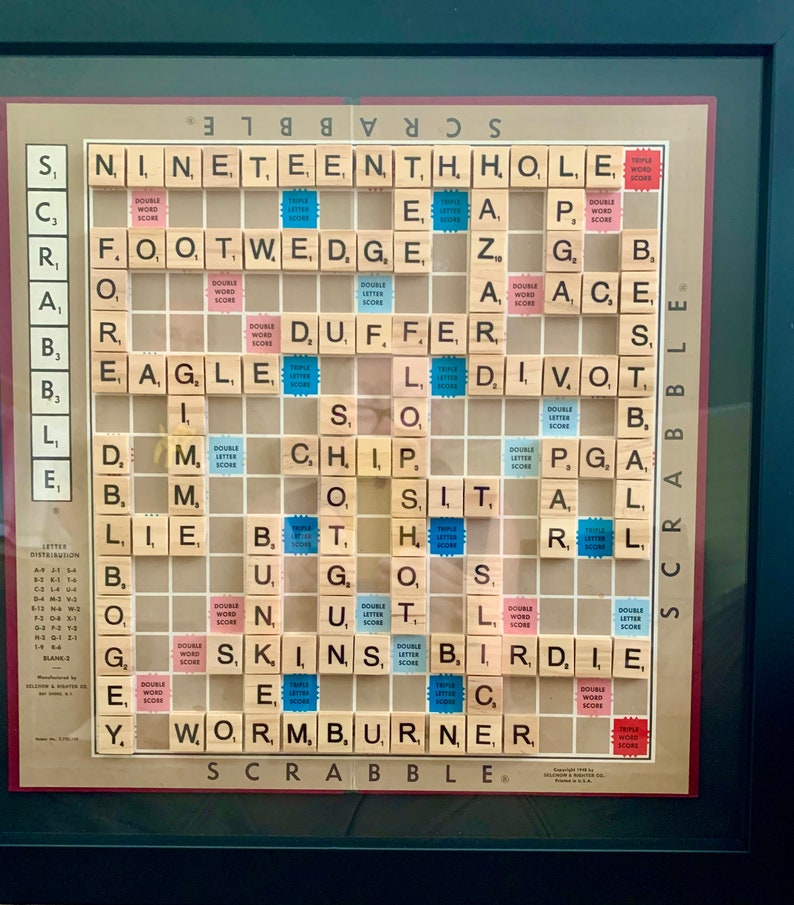 STOCK DESIGN Scrabble Board (framed) - 19TH HOLE (golf!) - Etsy