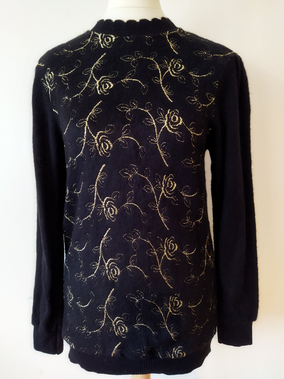 Vintage 1980s Black and Gold Jumper/ Sweater/ Pullover by - Etsy UK