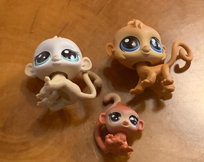 Lot of 3 Authentic Hasbro LPS Littlest Pet Shop Monkeys Monkey Familly ...