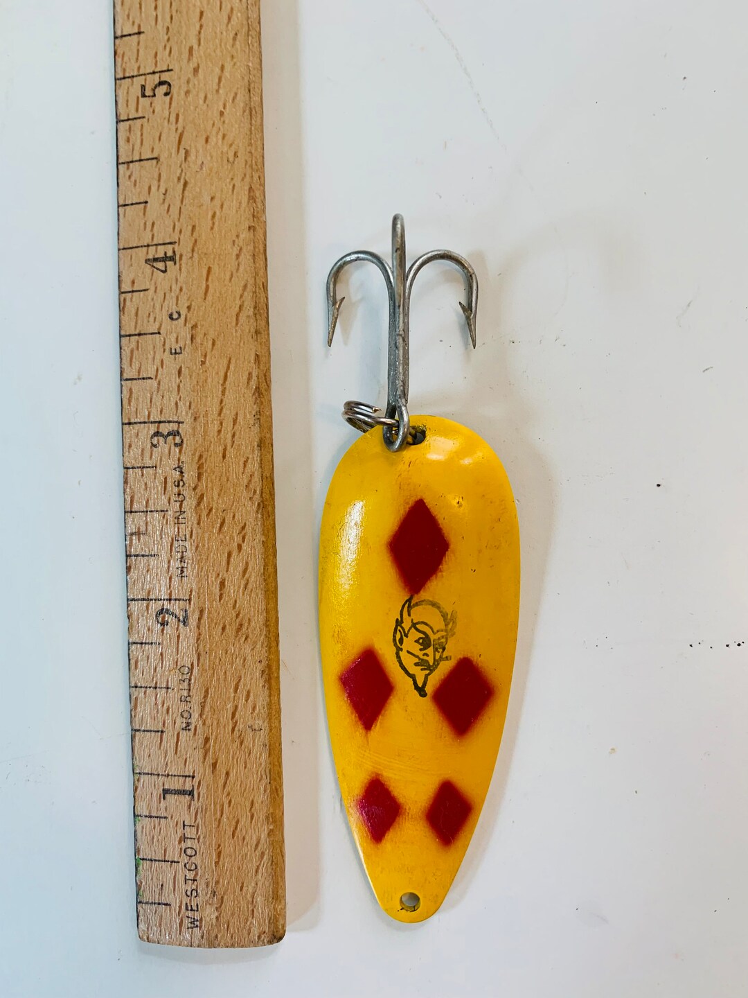 Vintage Daredevle Daredevil 3/5oz Fishing Lure Spoon Red & Yellow - Etsy