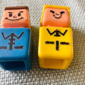 Lot of 2 1970's Playskool Blockhead Plastic Figures - Etsy