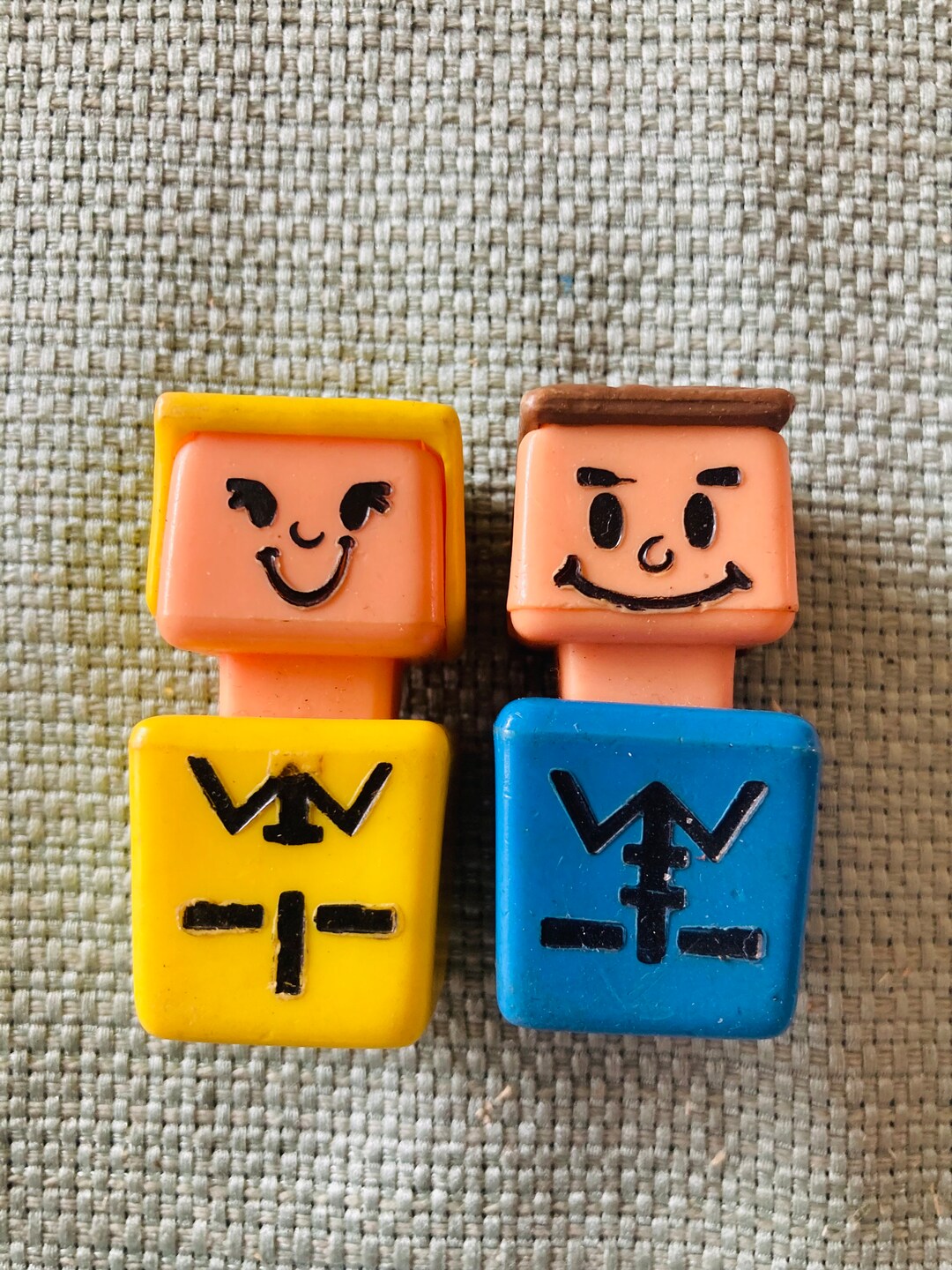 Lot of 2 1970's Playskool Blockhead Plastic Figures - Etsy