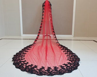 Red Bridal Veil Wedding Veil Bridal Veil Wedding Veil With - Etsy