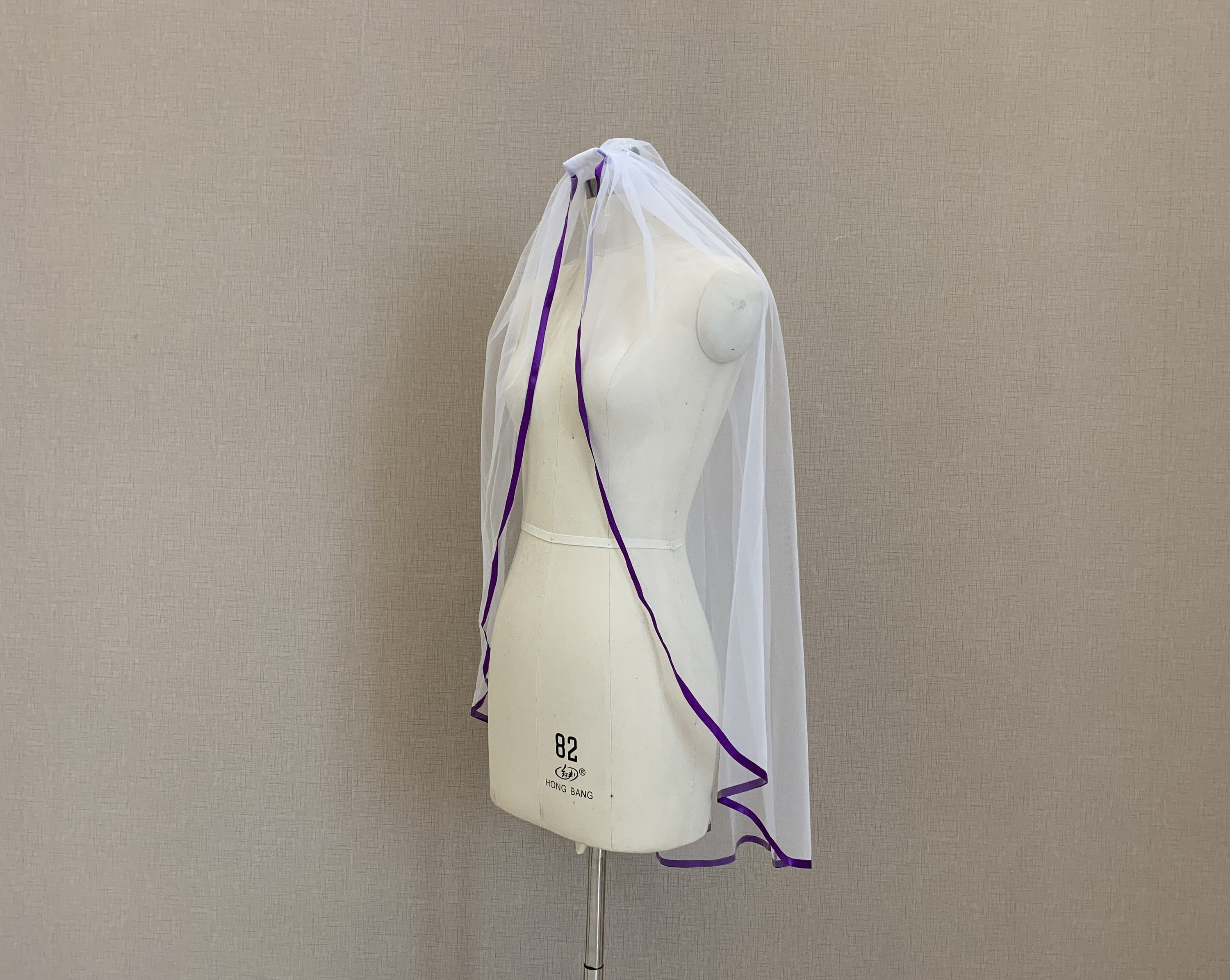 Simple Ribbon Edge Bridal Veil White/ivory Wedding Veil Ribbon Veil ...