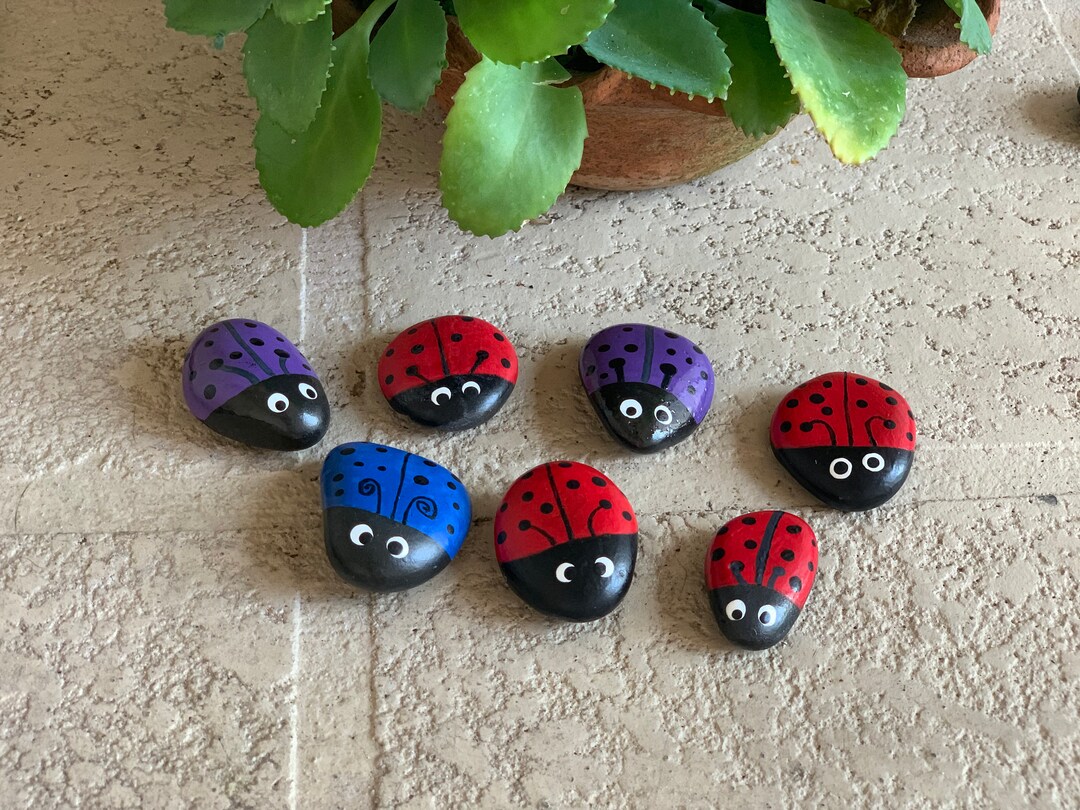 Ladybug Garden Rock - Etsy