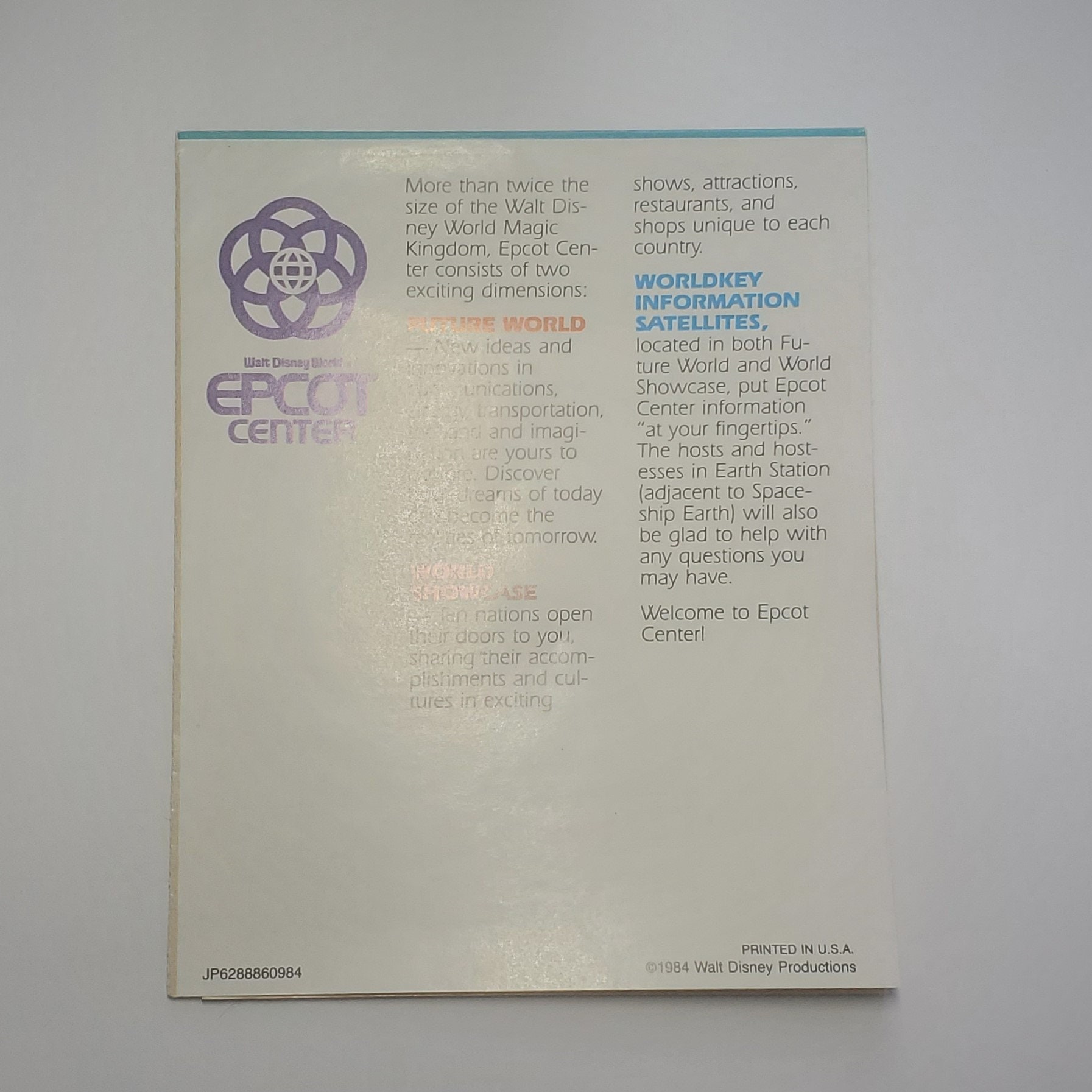 EPCOT Center Map From the 1980s - Etsy