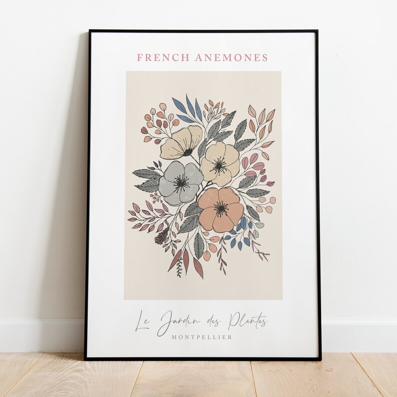 Set of 2 Printable and Adorable Posters, Anemones Flowers, Botanical ...