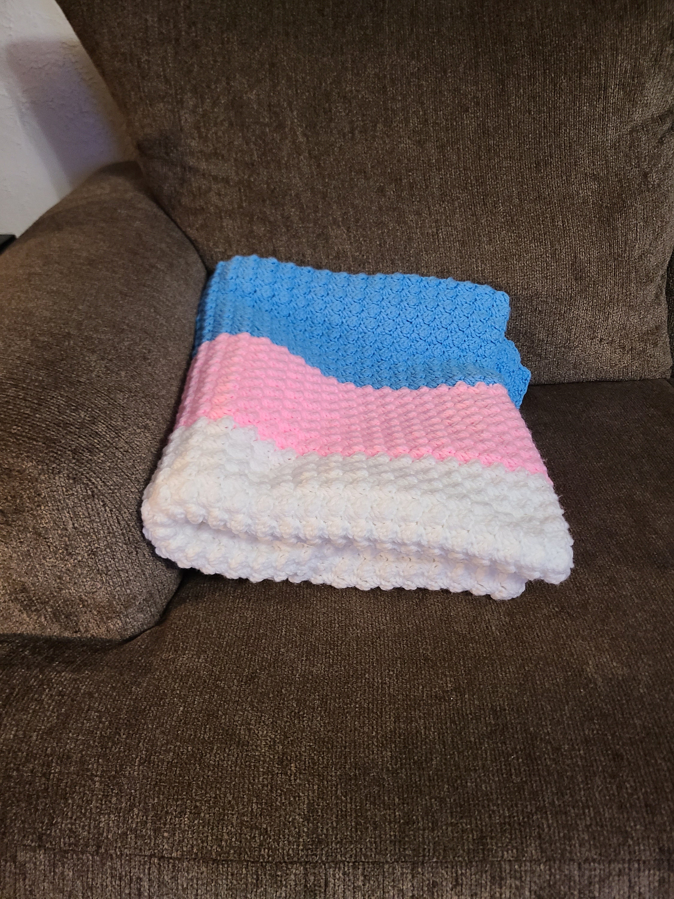 Textured Crochet Transgender Pride Flag Throw Blanket - Etsy