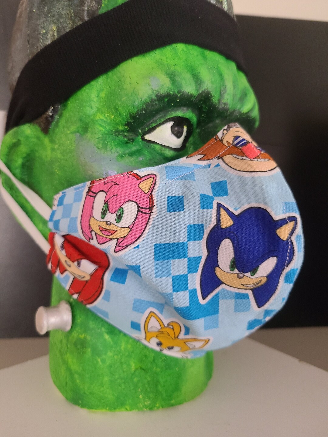 Sonic the Hedgehog, Sega, 100% Cotton, Adult, Fitted, Mask With Pleats ...