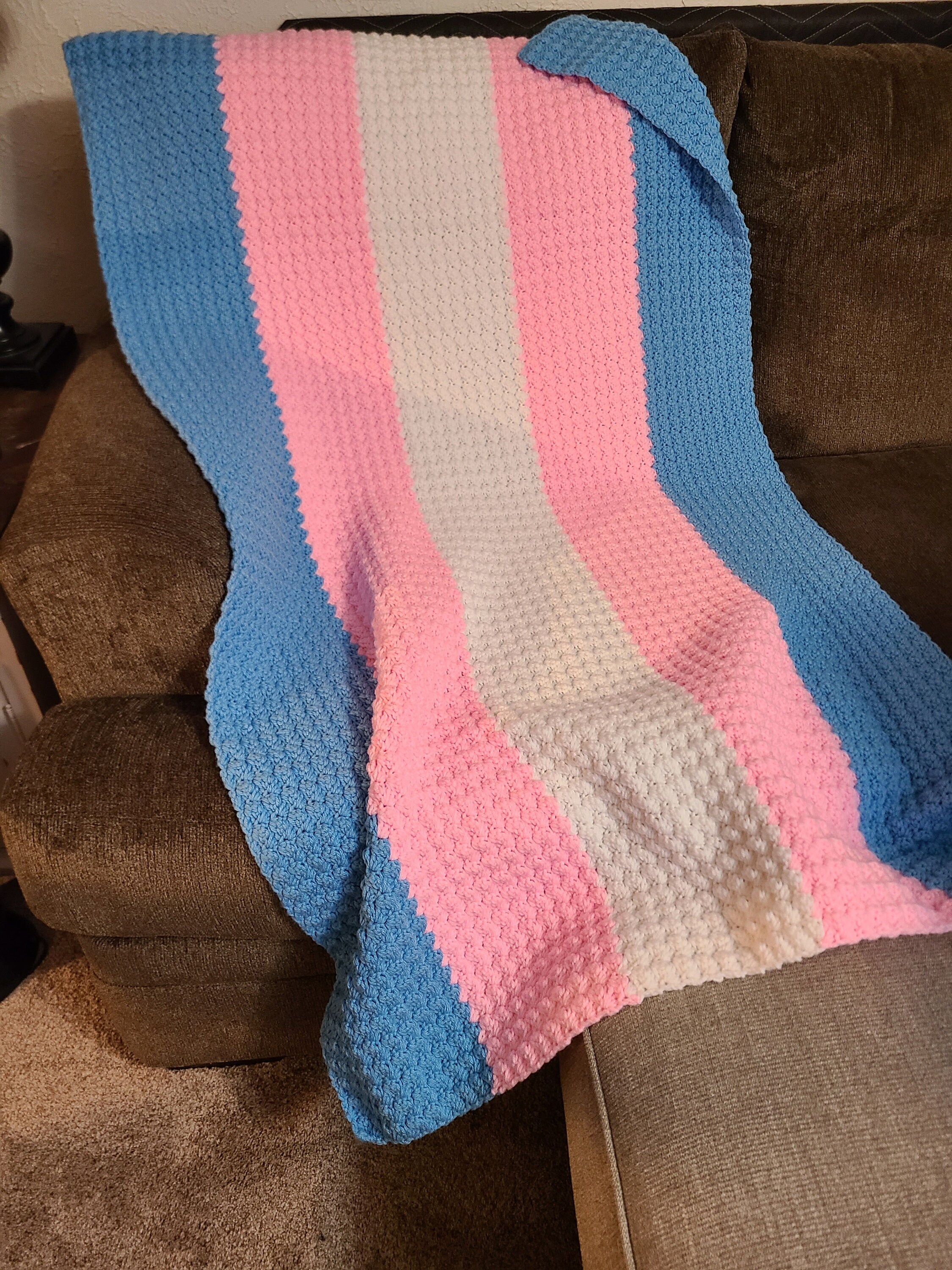 Textured Crochet Transgender Pride Flag Throw Blanket - Etsy