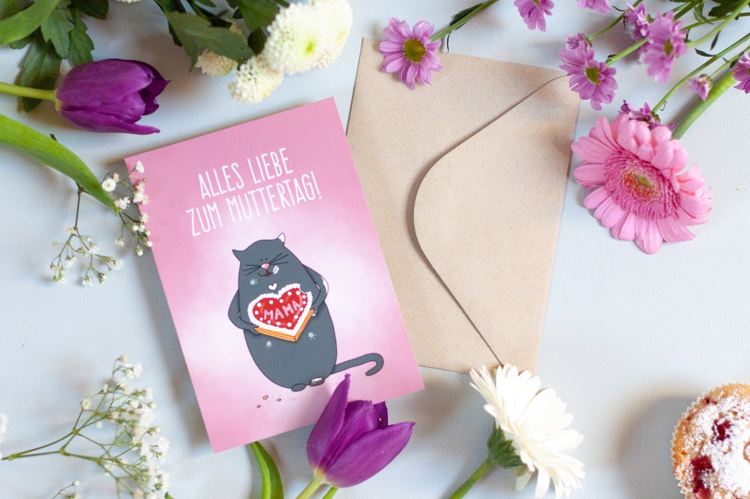 Muttertagskarte mit Katze Jimmy the Cat Katze mit Torte Alles Liebe zum ...